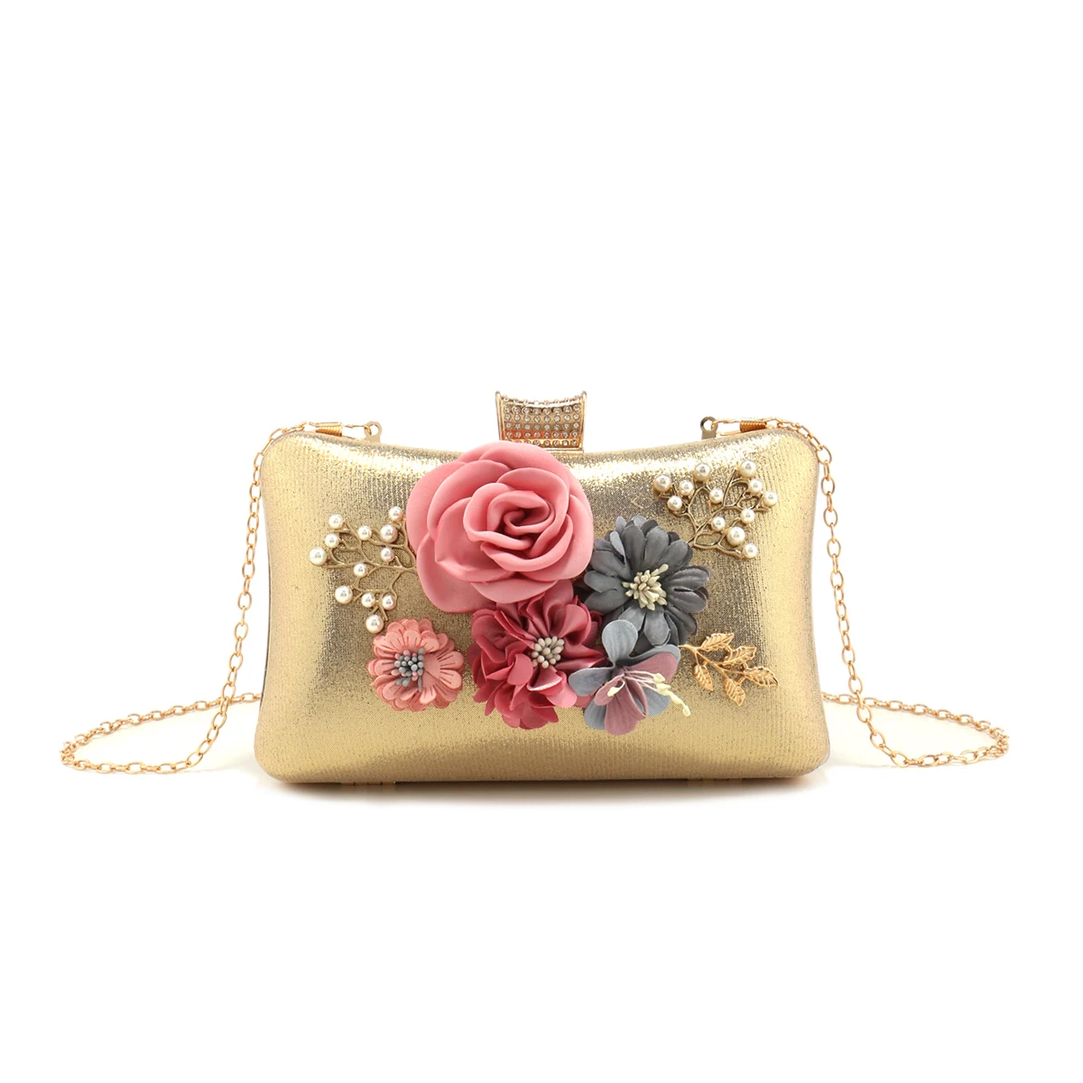Flower-Women-Evening-Bags-Glitter-Handbags-Pearl-Clutch-Diamonds-Metal ...