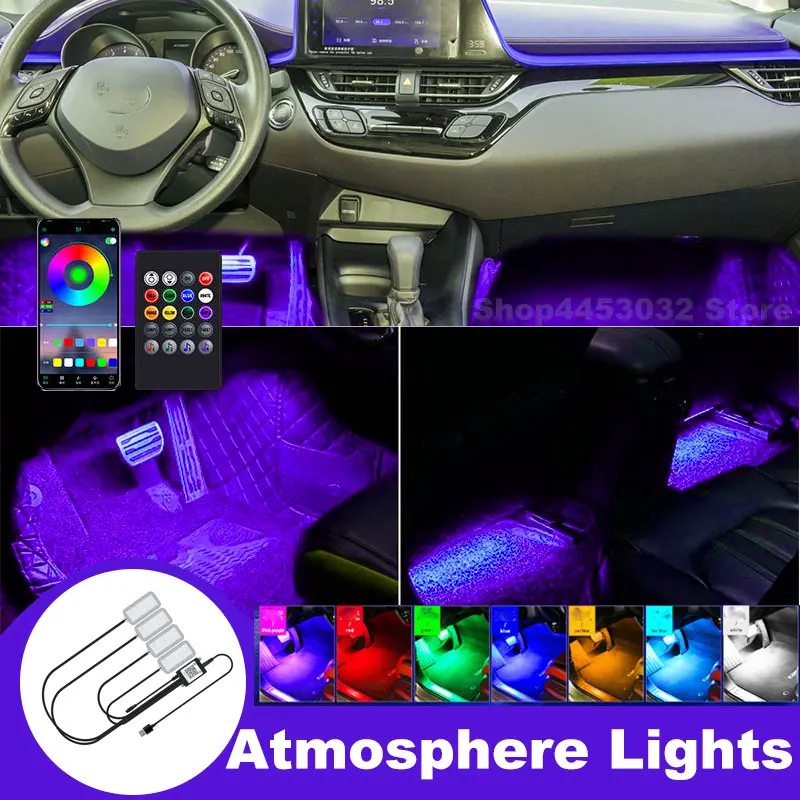 Car-Foot-Ambient-Light-RGB-Led-Lamp-Usb-For-Toyota-Hilux-Corolla-chr ...