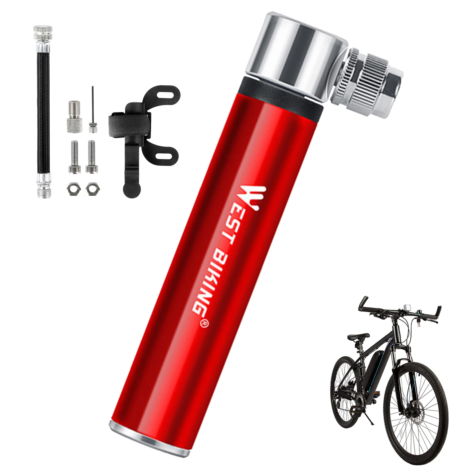 Mini-Bike-Pump-Portable-Compact-Bicycle-Pump-With-Pressure-Gauge-Fits ...