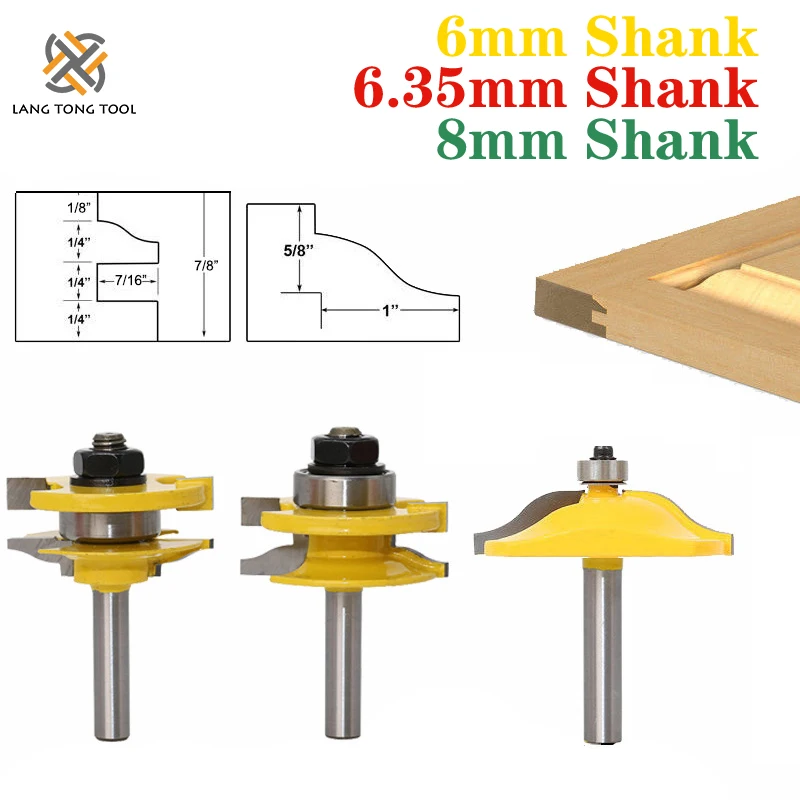 6mm-6-35mm-8mm-Shank-3Pcs-Big-Cabinet-Rail-Stile-Tenon-Router-Bit-Set ...