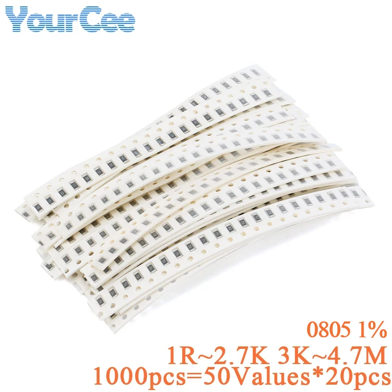 1000pcs-0805-Resistor-1R-2-7K-3K-4-7M-ohm-1-SMD-Component-Package ...