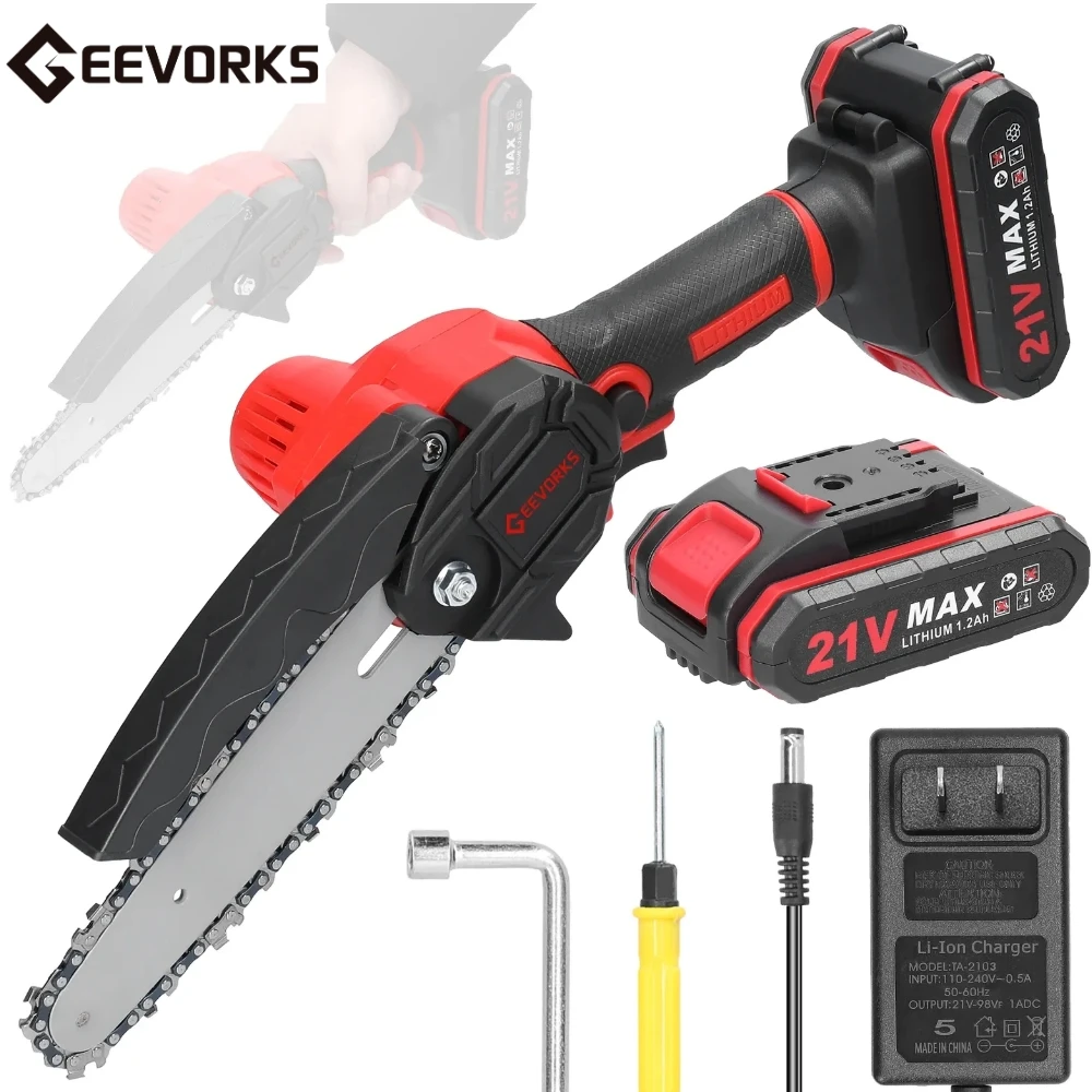 Geevorks 21v 6inch Mini Electric Pruning Saw Rechargeable Saw Wood ...