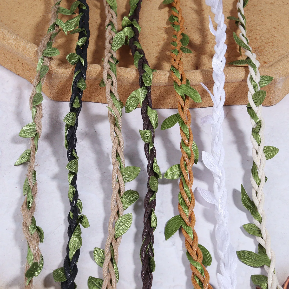5 yard/roll Artificial Green Leaves Weaving Rope Vine Plant Cord String ...