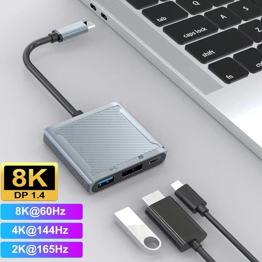 8K-USB-Type-C-to-Displayport-Docking-Station-With-USB-PD-Port-100W-3-in ...