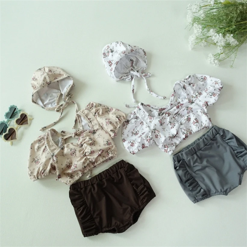 Baby Split Swimsuit Retro Floral For Girls Summer Baby Bathing Suit ...