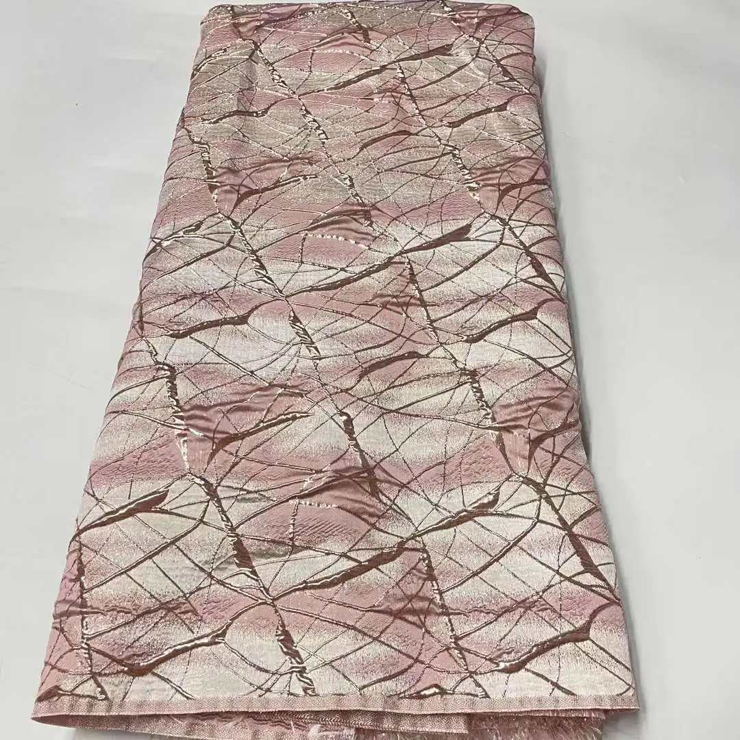 PInk-African-Brocade-Fabric-Jacquard-Lace-Cloth-Nigerian-Damask-Floral ...