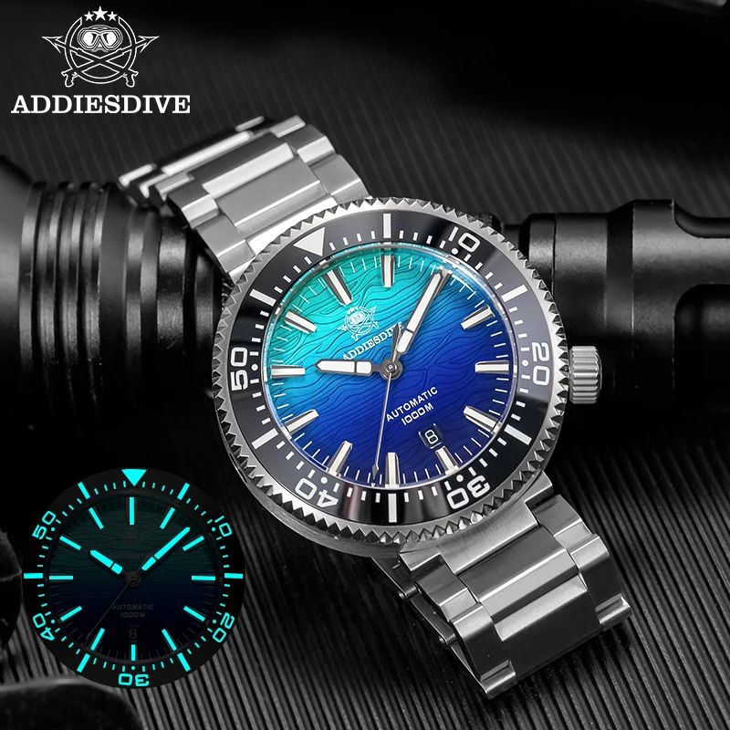 ADDIESDIVE 1000M Waterproof Automatic Watches For Men Flame Clouds ...