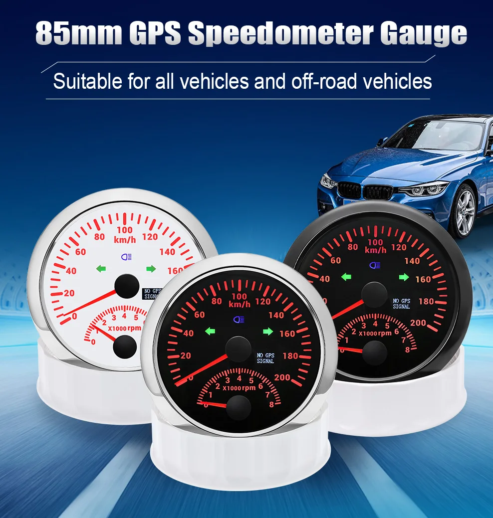 A-120km-h-85mm-GPS-Speedometer-Gauge-With-Tachometer-8000RPM-12V-24V ...