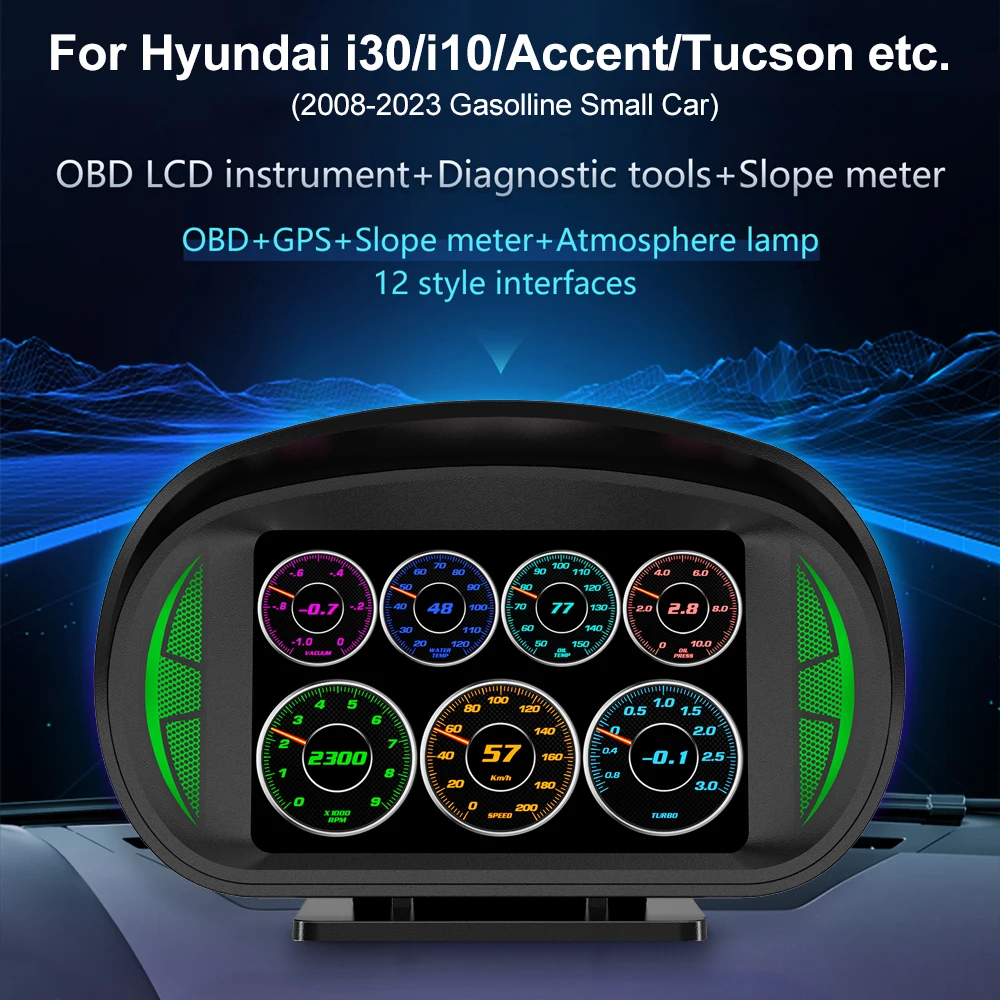 P2-HUD-OBD2-Display-Car-GPS-Speedometer-Incliometer-Oil-Temperature ...