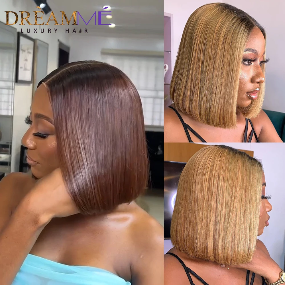 Perruque-Bob-Lace-Closure-Wig-transparente-cheveux-lisses-brun-fonc ...