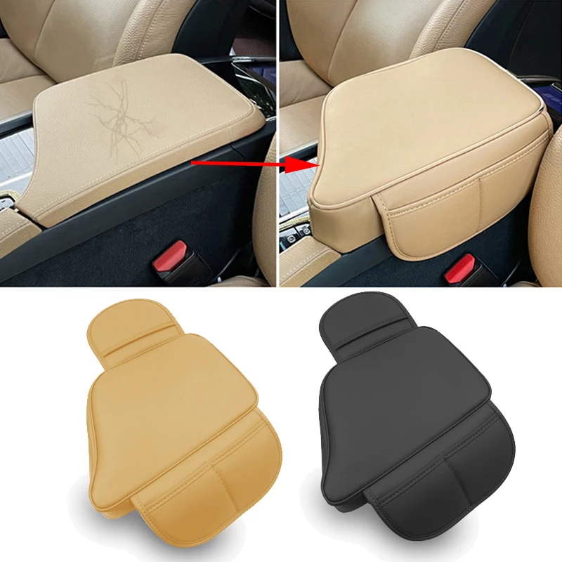 PU Leather Car Armrest Box Pad Center Console Arm Rest Protection ...