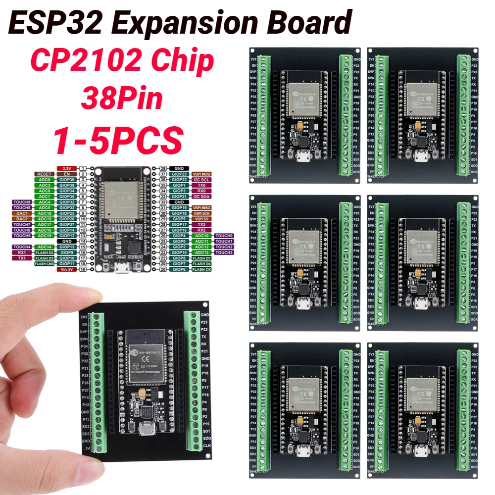 5PCS ESP32 Placa De Expansão Compatível com ESP32 WiFi Bluetooth Development Board NodeMCU 32S ...