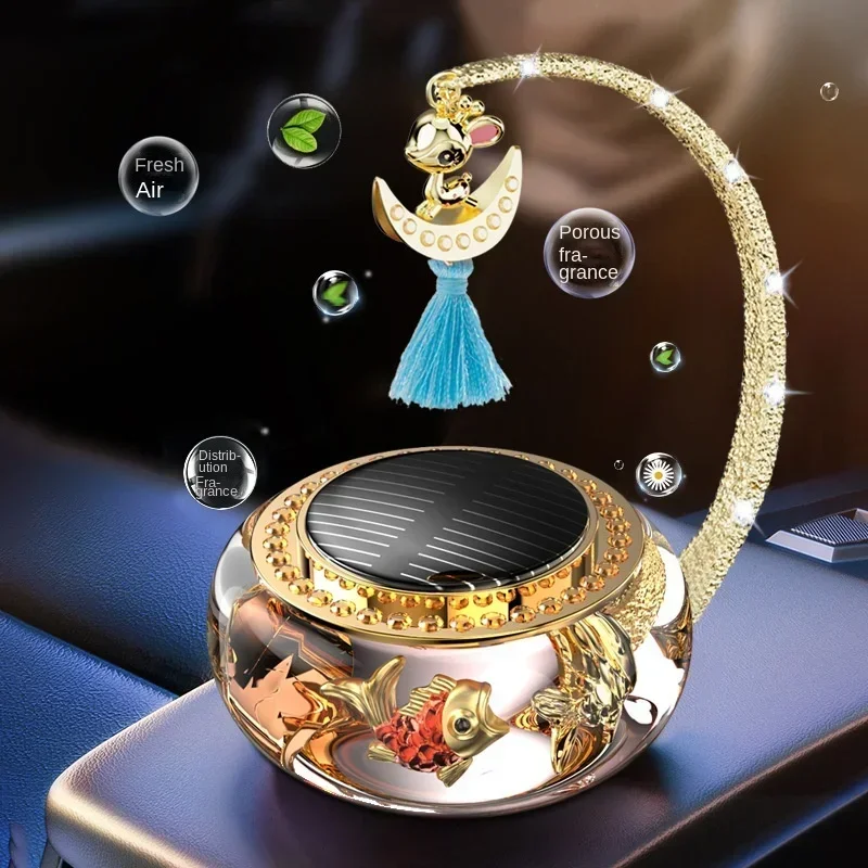 Solar-Rotating-Car-Aromatherapy-Perfume-Seat-Gold-Buddha-Ornament ...