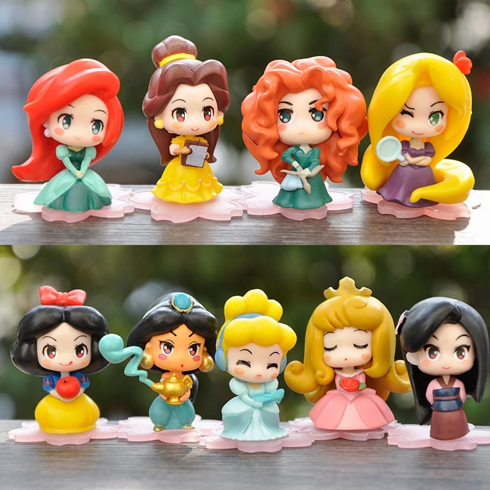 9-unids-set-Kawaii-Q-princesa-6cm-Rapunzel-Blancanieves-jazm-n-Mulan ...