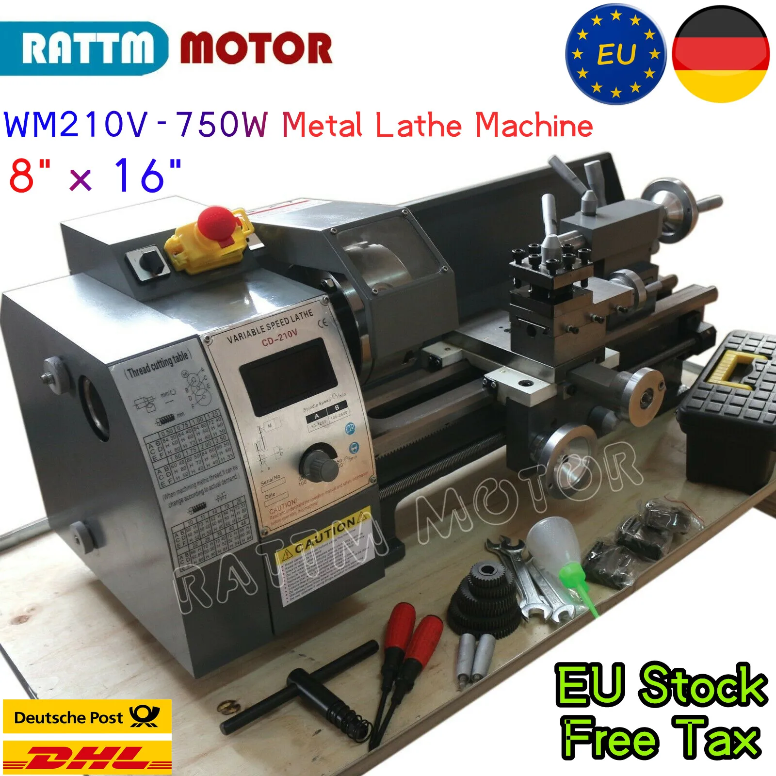 EU-Ship-8-x-16-CD210V-Mini-Metal-Lathe-750W-210mm-x-400mm-Variable ...