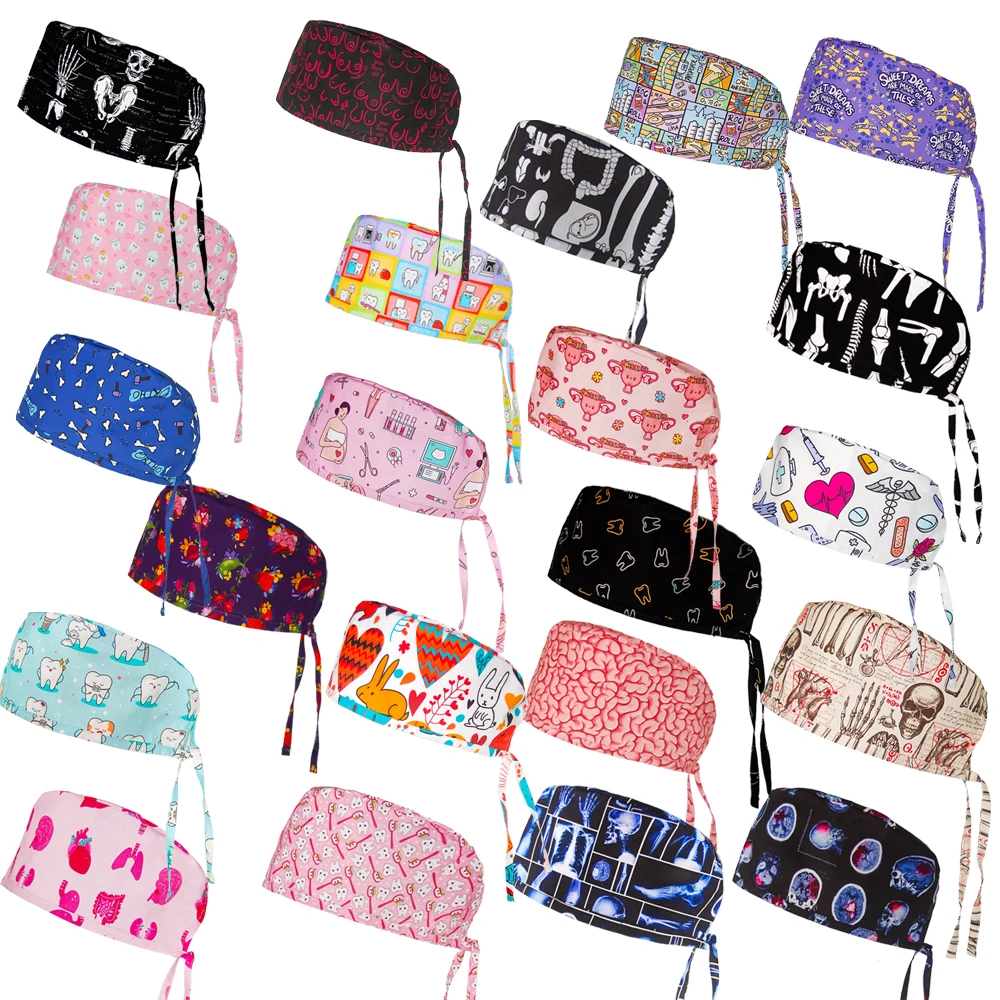 New Female male Surgical Scrub Cap 100%Cotton Medical Nurse Doctor Hat ...