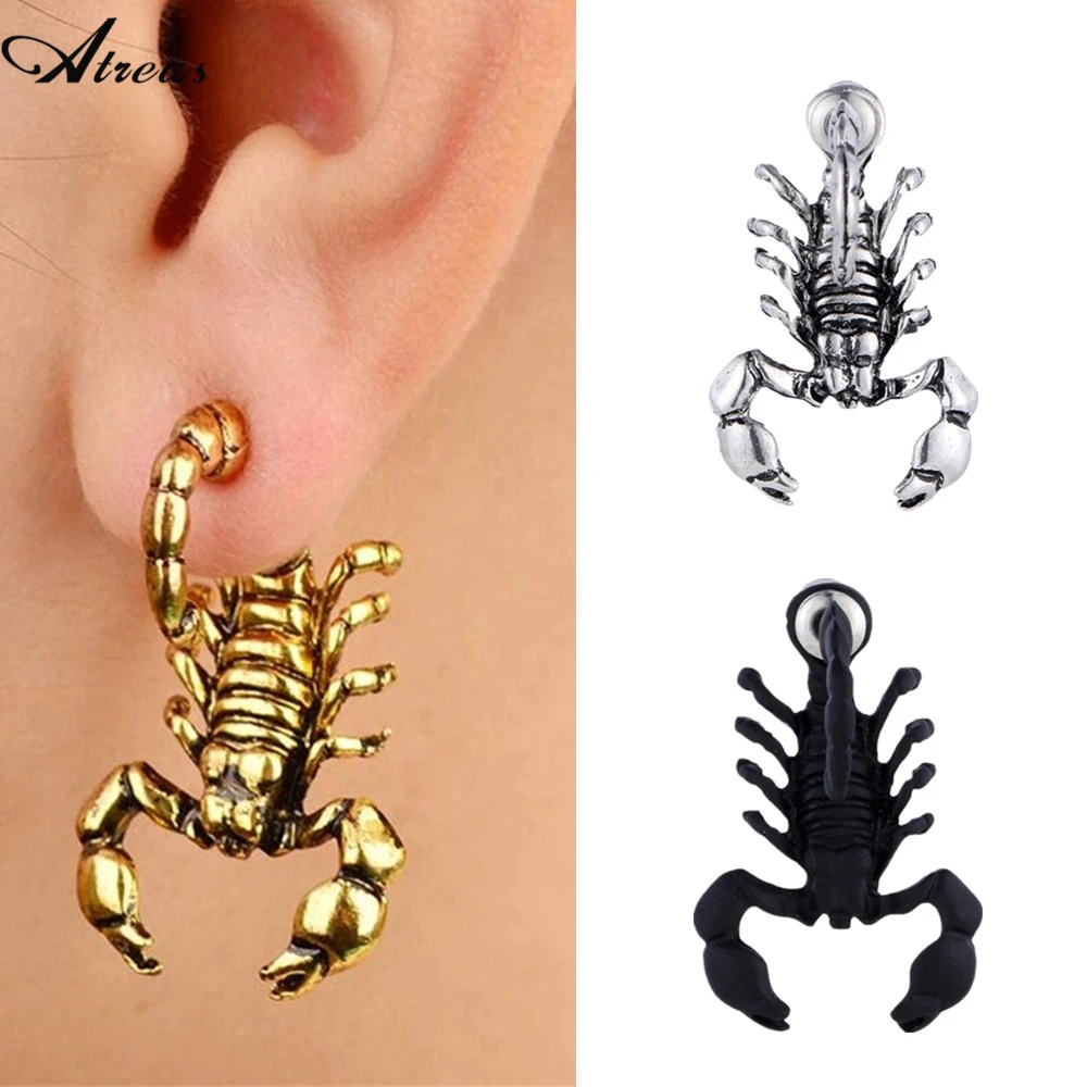 Retro-1-piece-Antique-Gold-Plate-Scorpion-Piercing-Earrings-Scorpio ...