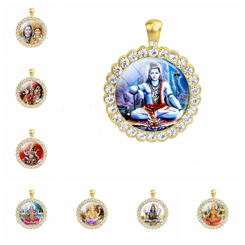 Shiva Parvati Pendant Hindu God Vishnu Lakshmi Glass Rhinestone Pendant ...