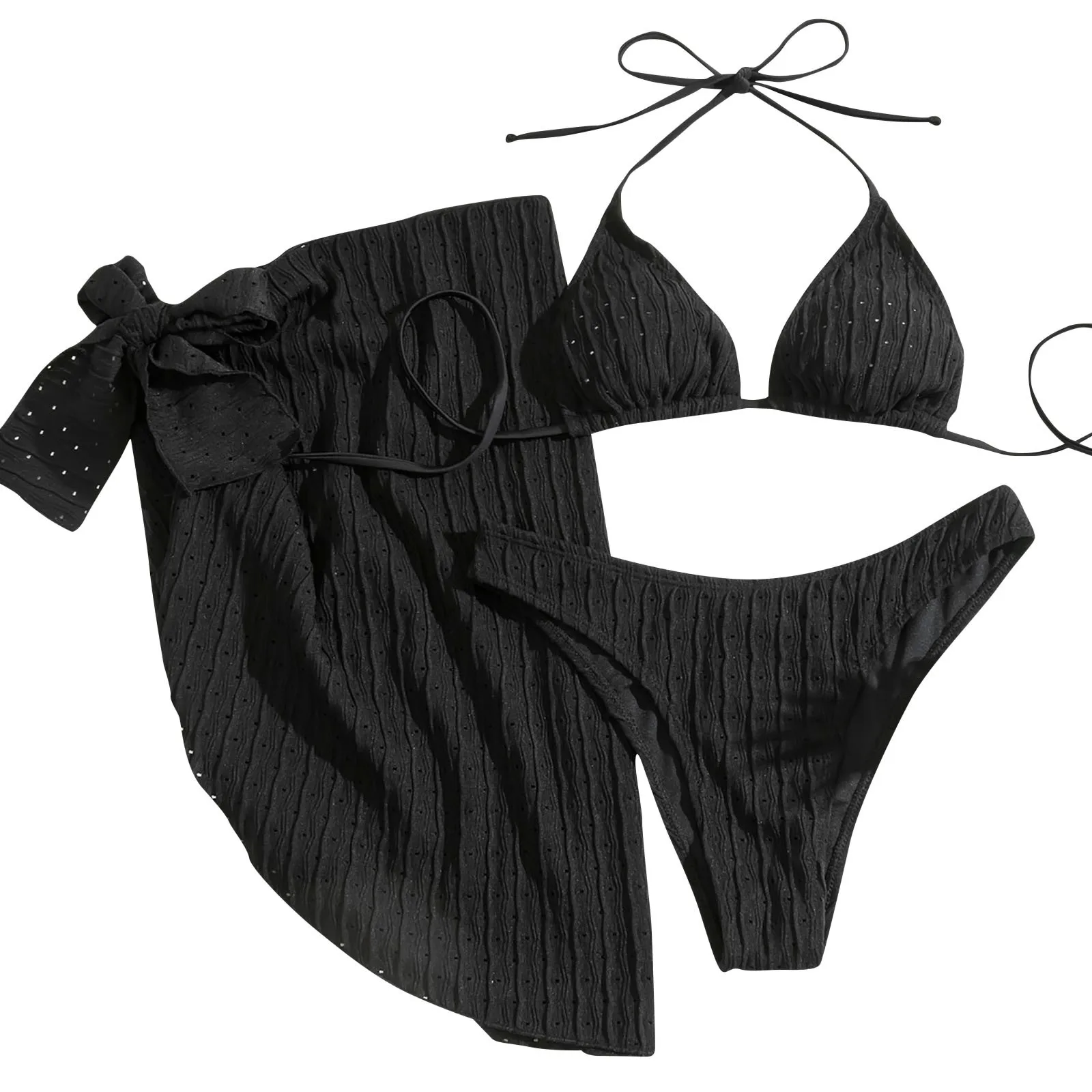 2023 New Three Pieces Bikini Set Cover Up Floral Print Push Up Beach