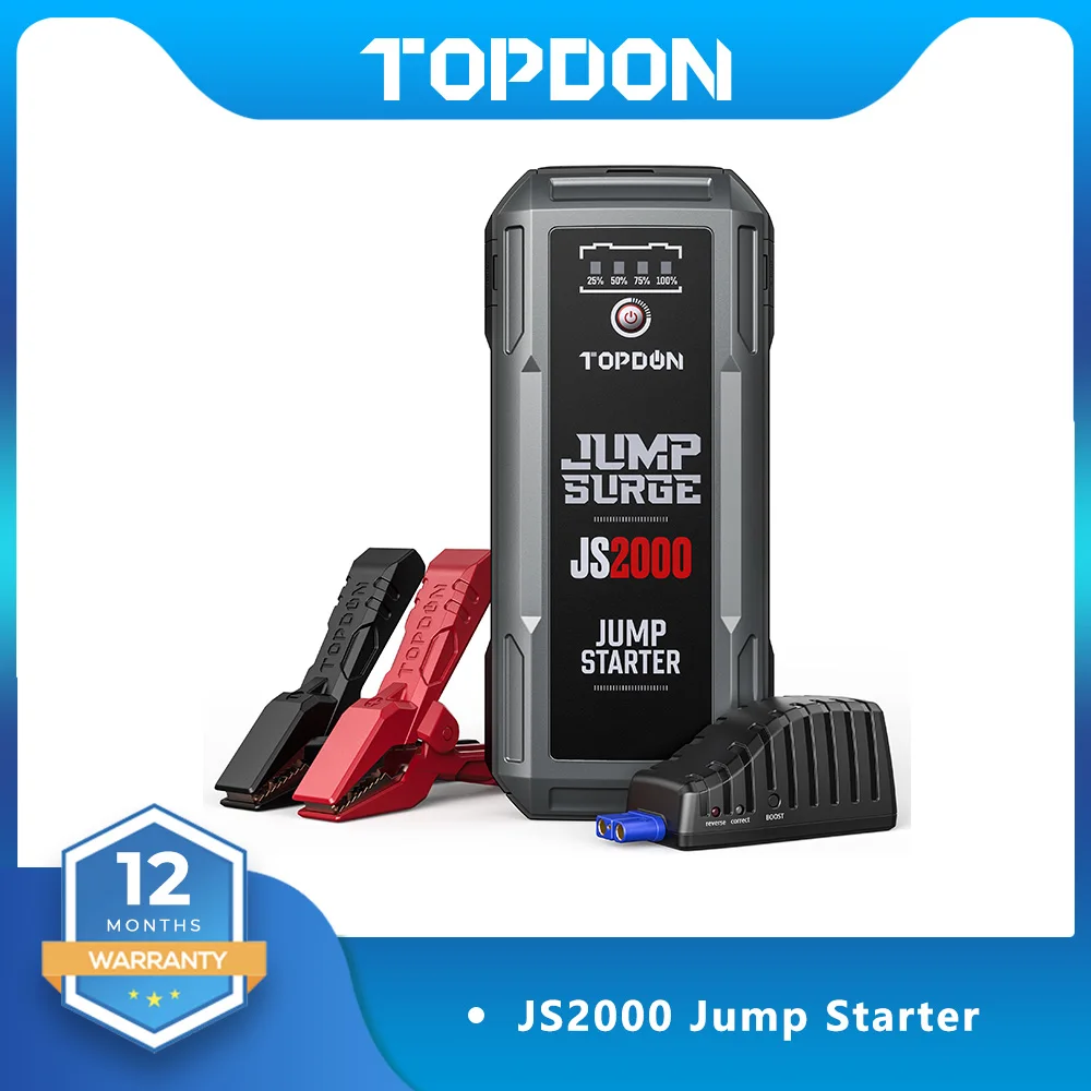 Topdon 2000a Jump Starter 12v Power Bank Car Starting Device 16000mah ...