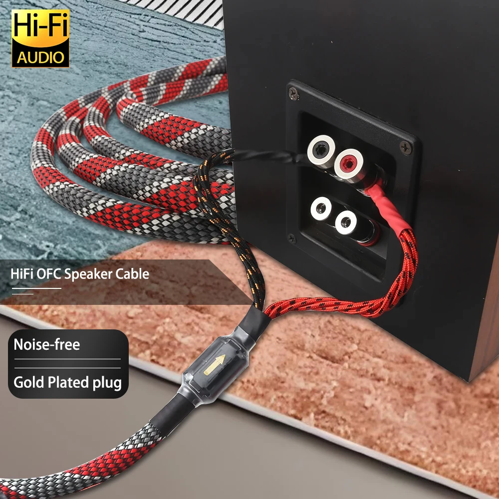 1-Pair-Oxygen-free-Copper-OFC-Audio-HiFi-Speaker-Cable-HI-FI-High-end ...