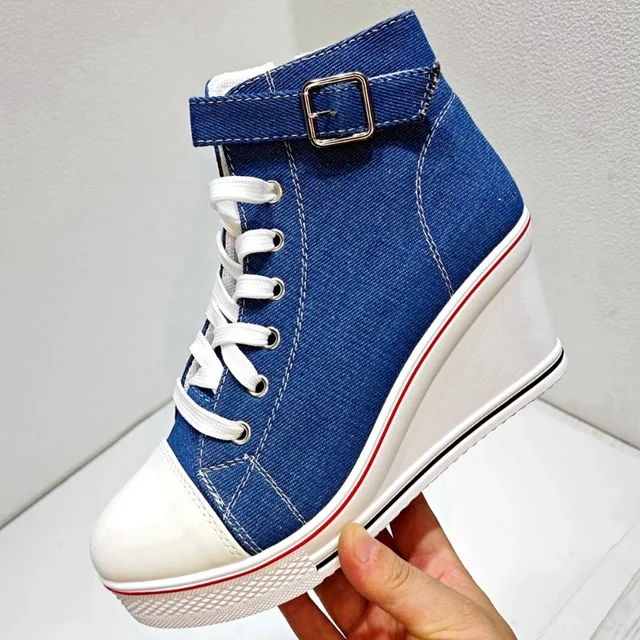 Baskets léopard à lacets pour femmes, chaussures compensées ...