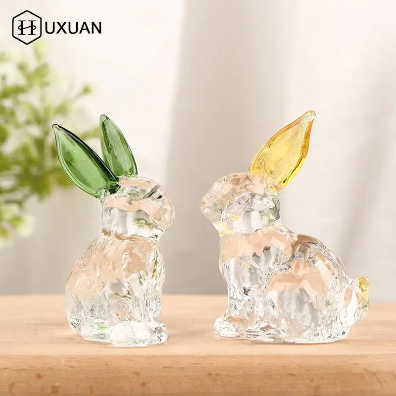Rabbit-Glass-Animal-Bunny-Hand-Crystal-Statue-Decorminiature-Blown ...