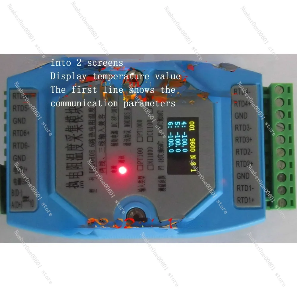 6-channel PT100 PT1000 Temperature Collector Acquisition Module ...