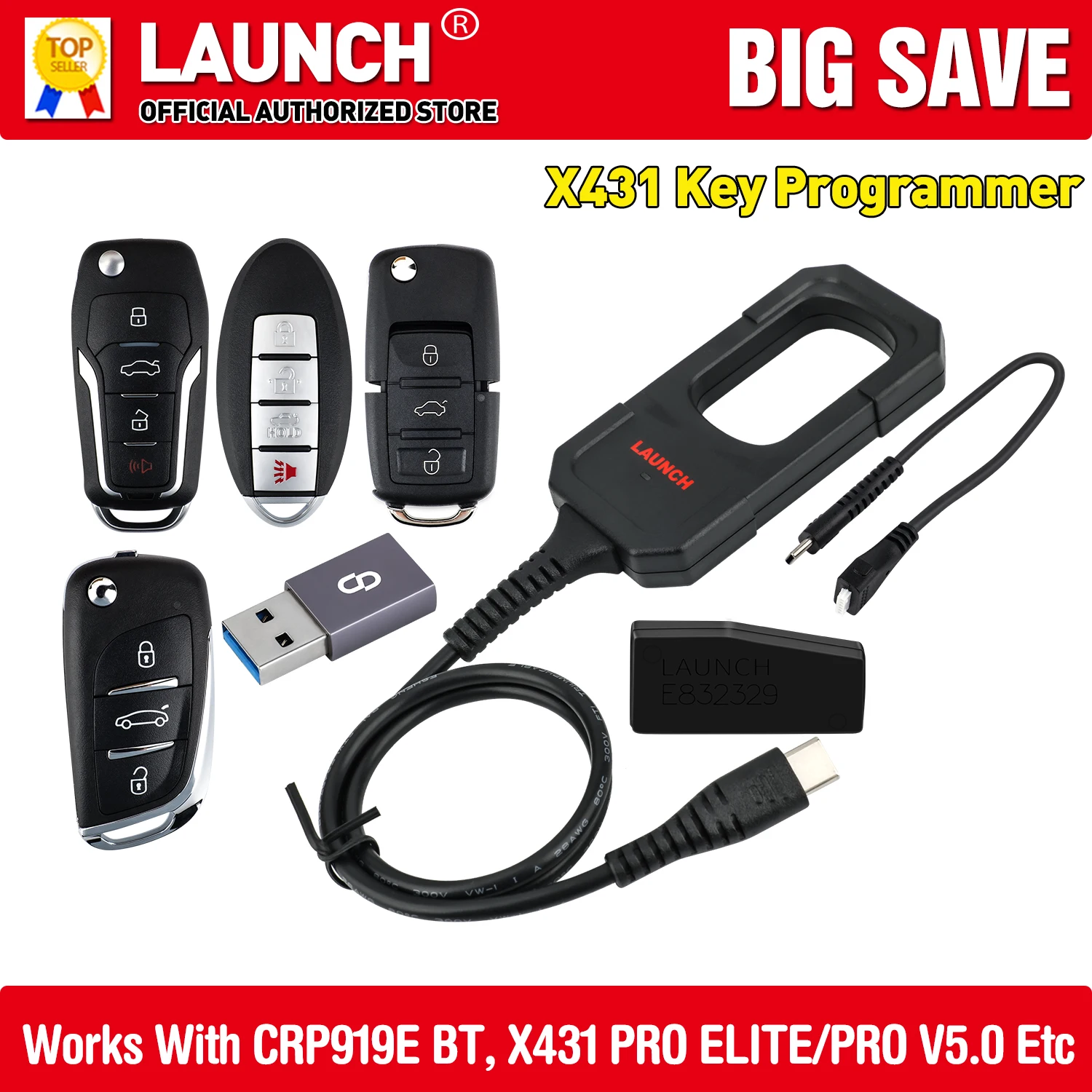 Launch X431 Key Programmer Remote Maker with Super Chip 4pcs Universal Remote Smart Key for X ...
