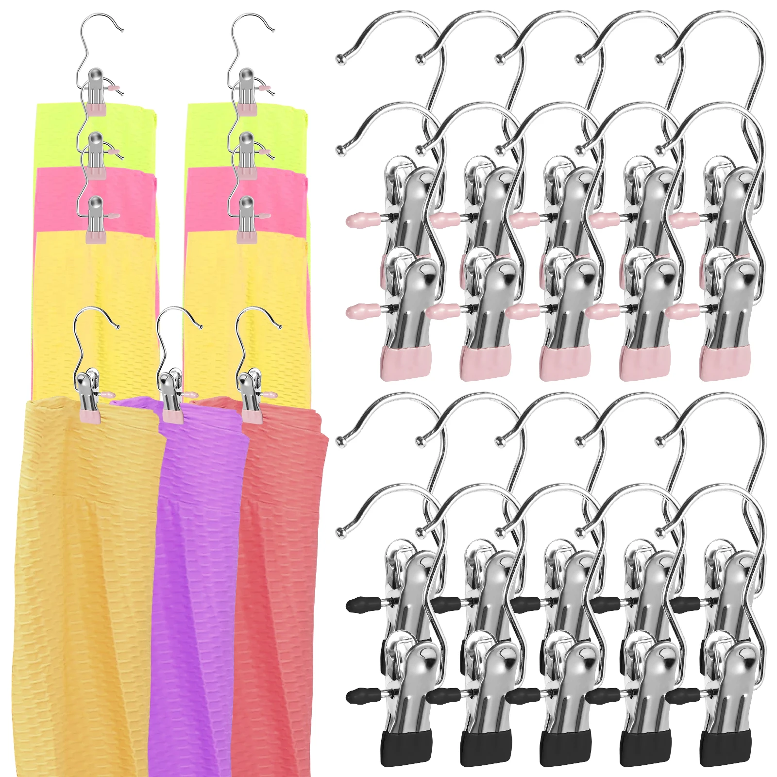 20Pcs-Stainless-Steel-Pants-Clip-360-Rotating-Closet-Hanging-Hold-Clip ...