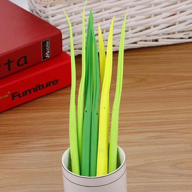 5pcs-Creative-Tiny-Green-Grass-Gel-Pen-Blade-Grass-Potting-Decoration ...