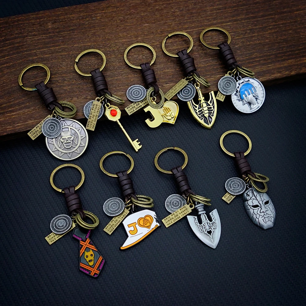 JoJos-Bizarre-Adventure-Keychain-Leather-Key-Chain-Keyring-Keychains ...