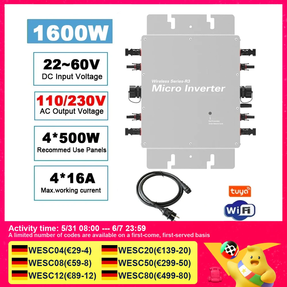 1600W-Wireless-Micro-Inverter-WVC-Solar-Grid-Tie-Converter-DC22-60V-to ...