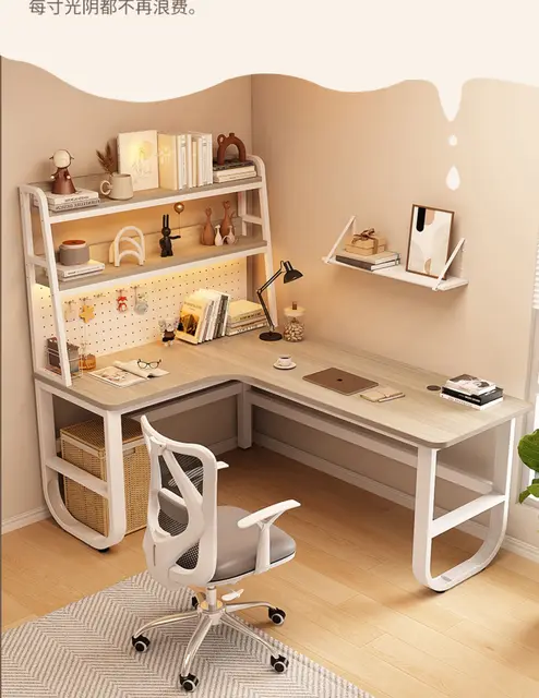 Corner Study Table With Bookshelf Dropship L Shaped Desk With