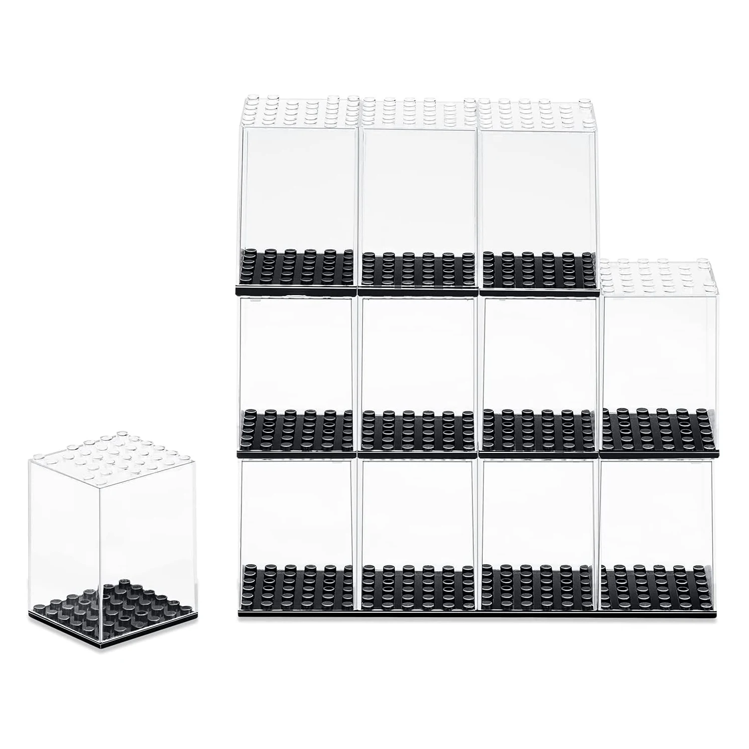 12PCS Minifigures Display Case, Acrylic Building Block Display Box ...