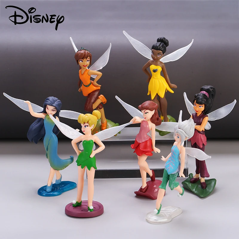 Disney 7pcs Tinkerbell Flower Faery Fairy Elf Princess Pvc Anime Action