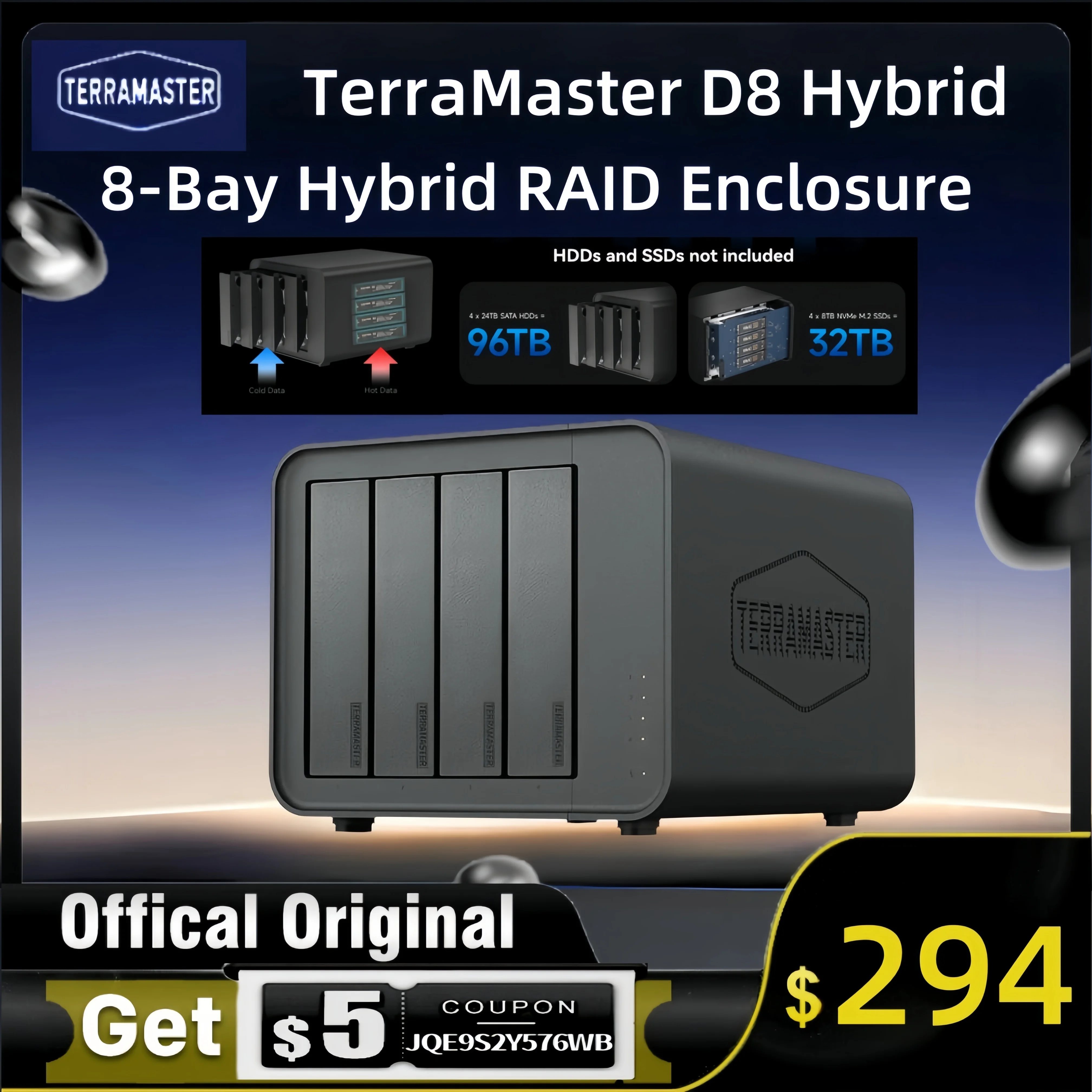 TERRAMASTER-D8-Hybrid-8-Bay-Hybrid-RAlD-Enclosure-USB-3-2-Gen-2-10Gbps ...