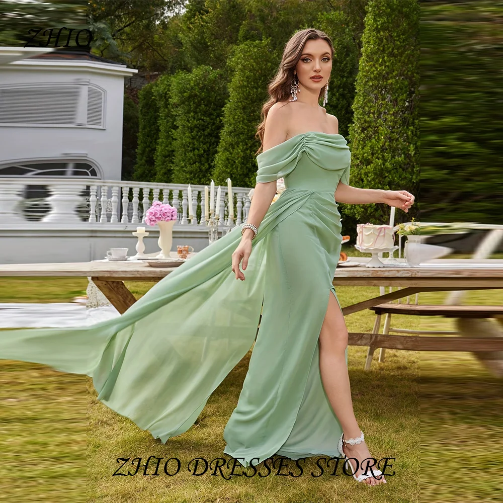 ZHIO Simple Off-Shoulder Split Thigh Party Dress Strapless Sleeveless ...