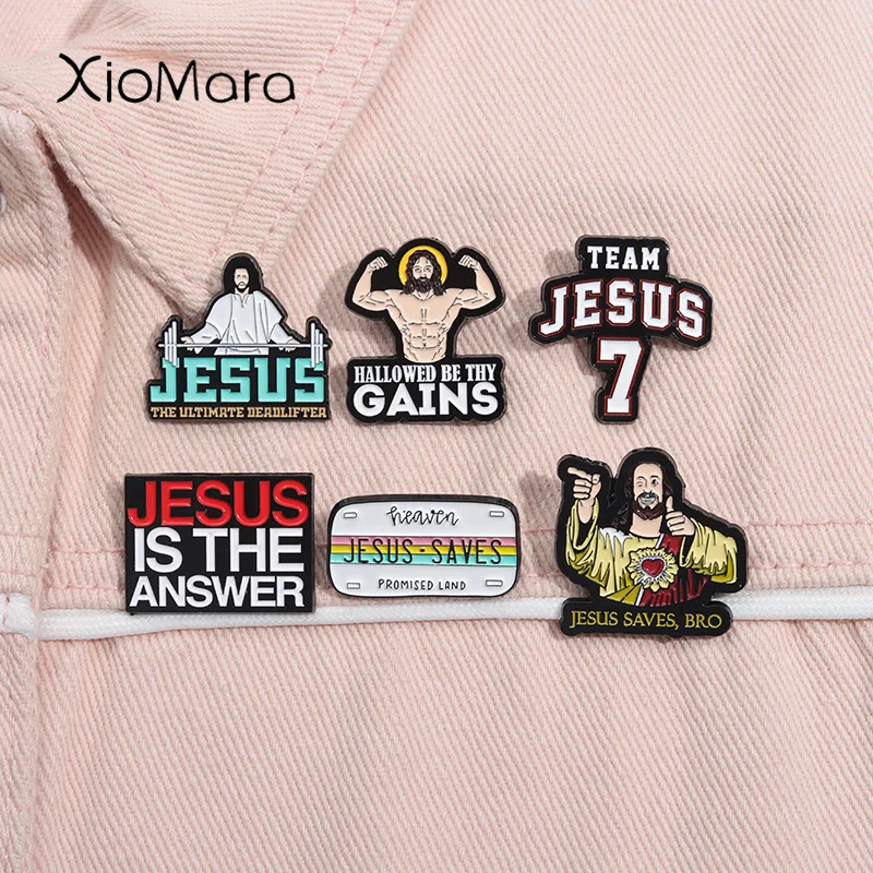 Jesus-Is-The-Answer-Enamel-Pins-Jesus-Saves-Religion-Brooches-Lapel ...