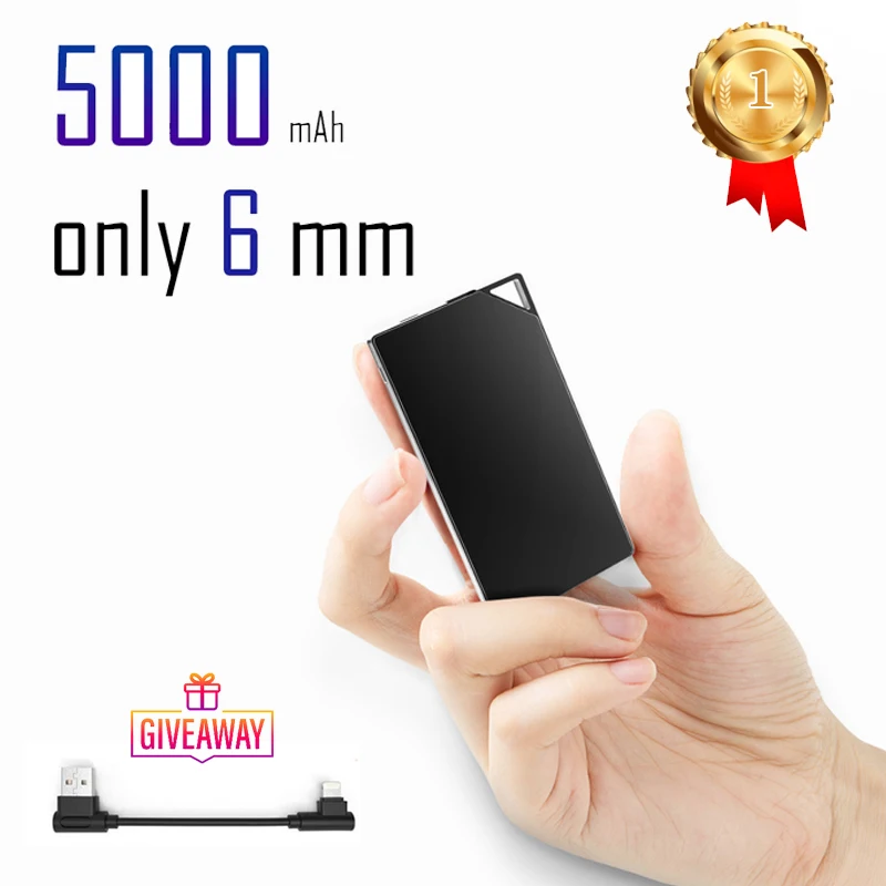 Ultra Thin Power Bank 5000mah Thinnest Wallet Portable Fast Quick Power Bank Card Power Bank For ...