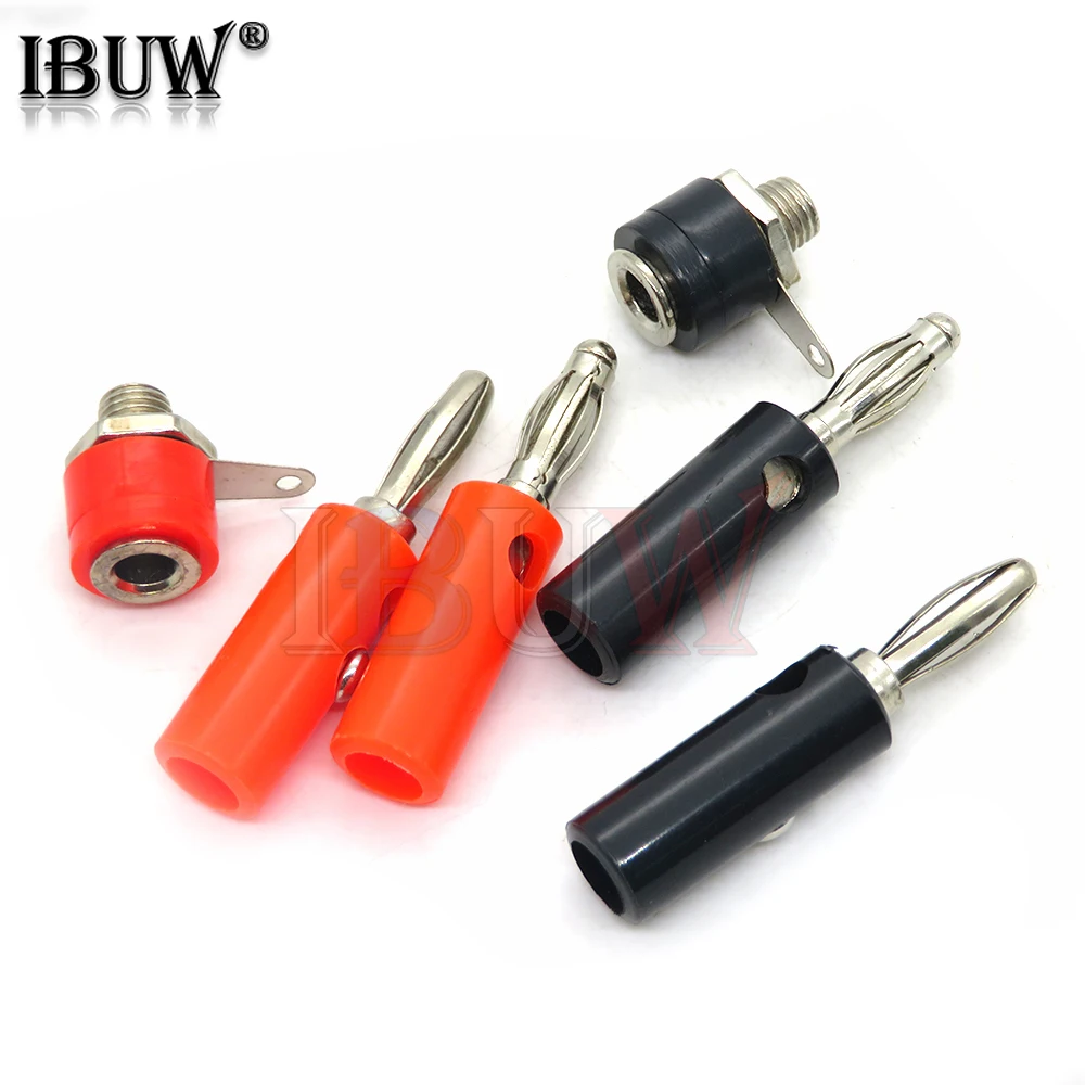 New 4mm Red Black Male Female Banana Plug Audio Speaker Jack Amplifier ...