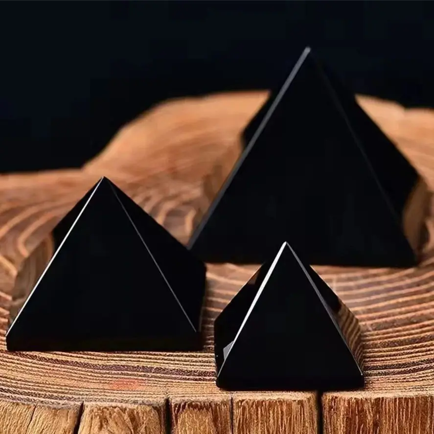 Natural Obsidian Pyramid Reiki Energy Stone Decorative Living Home ...