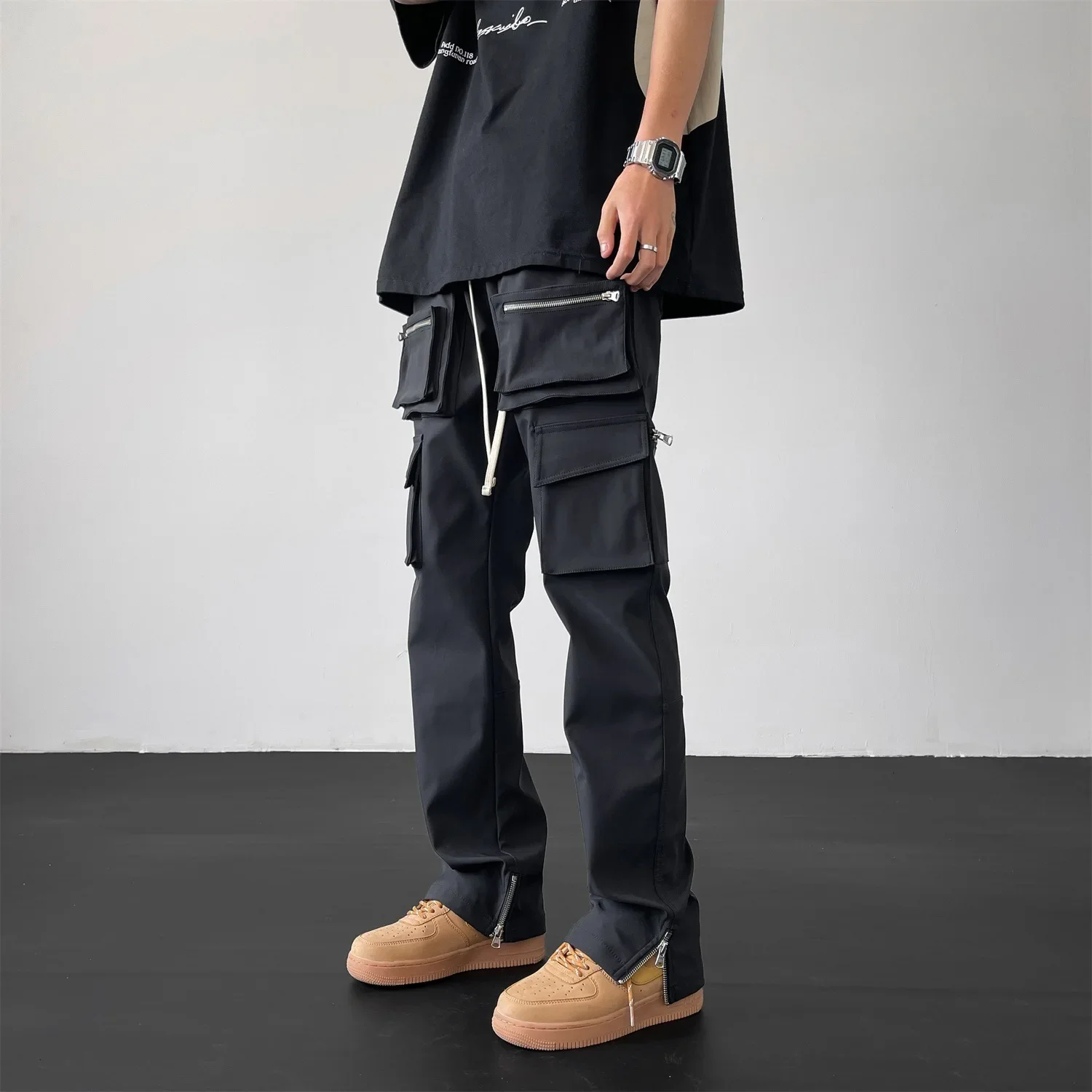 Trendy-Double-layer-Nylon-Multi-pocket-Casual-Loose-fit-Straight-leg ...