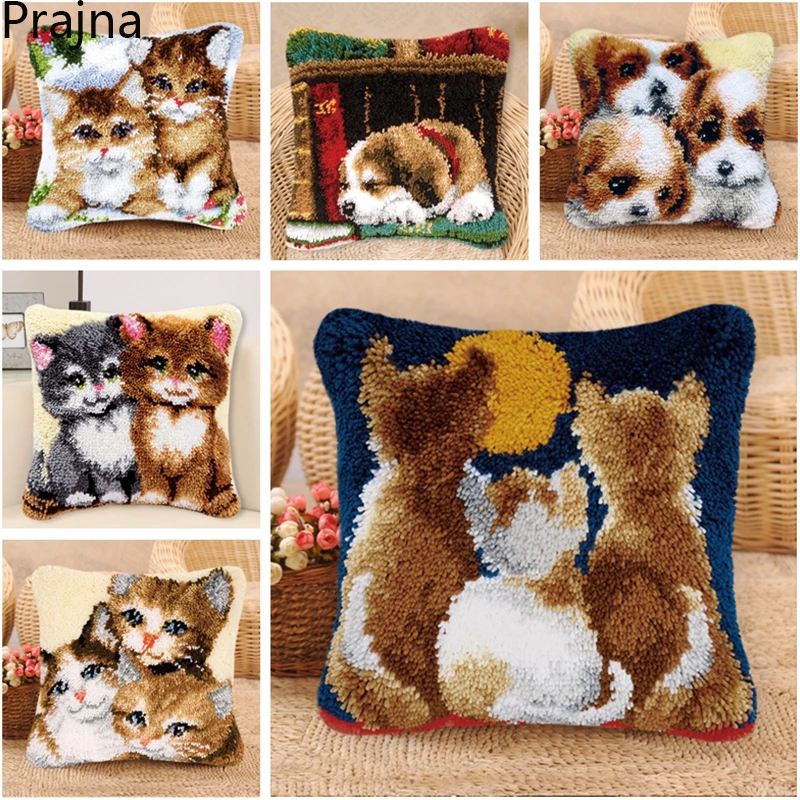 Animal-Series-Latch-Hook-Rug-Kits-Cats-3D-Segment-Embroidery-Pillow ...