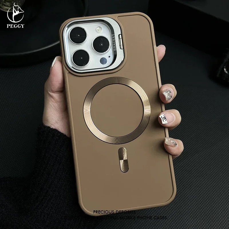 Metal-Lens-Bracket-Magnetic-Phone-Case-For-iPhone-11-12-13-14-15-Pro ...