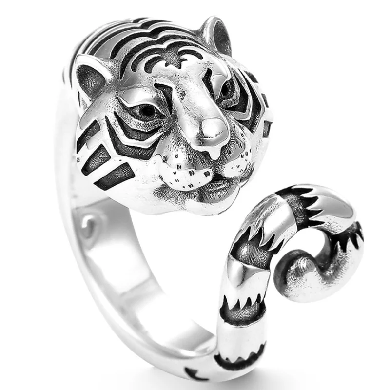 Domineering-Tiger-Ring-For-Men-Jewelry-Vintage-Silver-925-Ring-Male ...