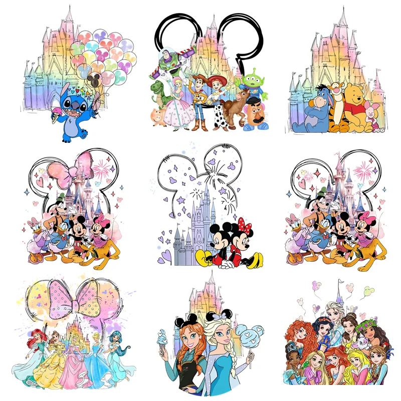Watercolor-Castle-Mickey-Minnie-Stitch-Princess-Balloon-Patches-for ...