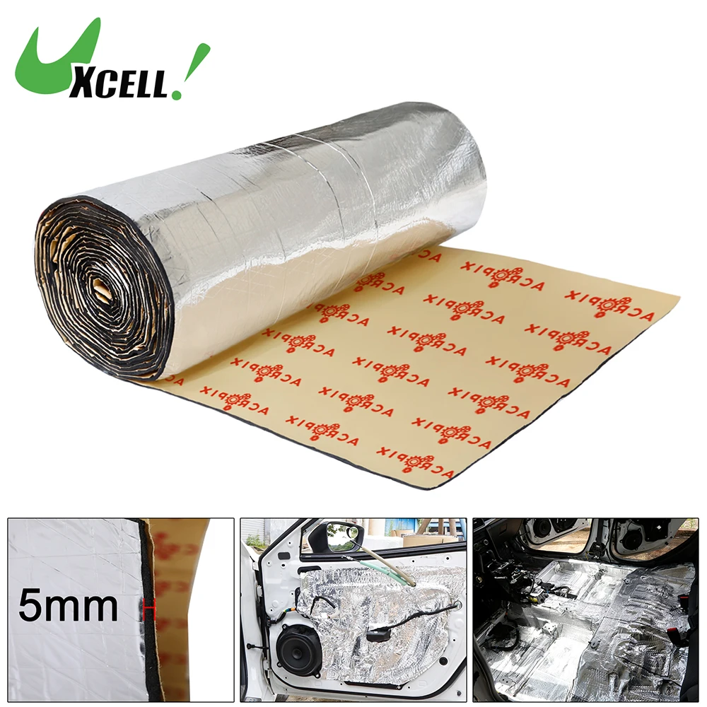 Uxcell 5mmx63cmx100cm 6.8sqft Car Firewall Heat Sound Deadener ...