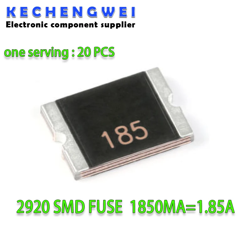 Fusível auto-restaurador do fusível de SMD, 2920, 1.85A, 1850mA, 33V, SMD2920-185, 20 PCes