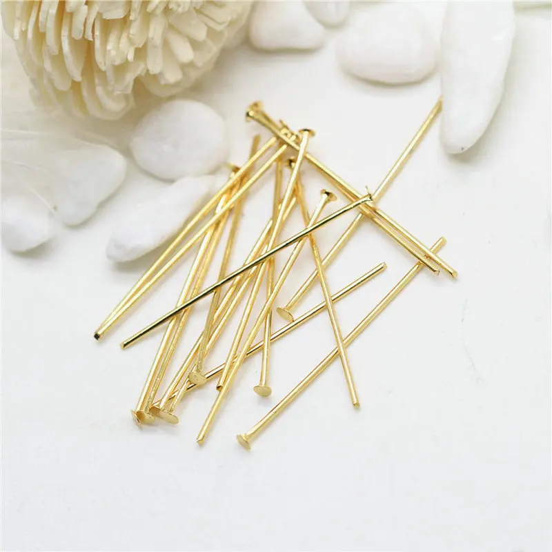 Supplies For Jewelry 14K Real Gold Plated Flat Head Pins DIY Jewellery ...